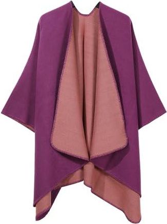 Generic Poncho Femme Hiver Chaud Chale Femme Hiver Chaud Cape Femme Effet enveloppant Ch&acirc;le Tricot&eacute; Ample Style Minimaliste Automne-Hiver Polyvalent