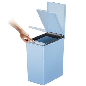 EKO Morandi 20L K&uuml;chen-Recycling-M&uuml;lleimer mit Touch-Top-Deckel, schlanker Kunststoff-M&uuml;lleimer mit Recycling-Aufklebern und leicht zu reinigender Oberfl&auml;