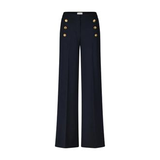 Seductive Elegante Marlenehose Bridget mit Kn&ouml;pfen - - Trousers - Damen - Schwarzk - XS