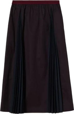 Plan C Plan C, Femme, Jupes, Noir, Taille: 34 FR Jupe Midi Pliss&eacute;e Trap&egrave;ze