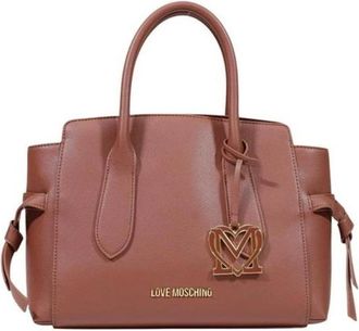Love Moschino Logo Plaque Satchel Handbag - - Bags - Damen - Braun - ONE SIZE