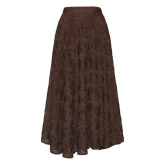 Rotate Rotate Birger Christensen, Femme, Jupes, Brun, Taille: 34 FR Jupe midi en maille &agrave; appliqu&eacute;s floraux