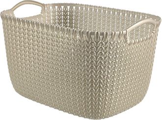 Curver 03700-X64-00 Strickoptik L 19 L Aufbewahrungskorb, Plastik, Oasis weiß, 39,5 x 29,5 x 23,6 cm