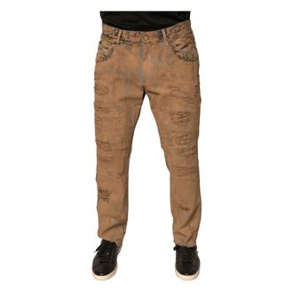 Dolce & Gabbana Homme, Jeans, Brun, Taille: XL Jean slim en denim marron déchiré