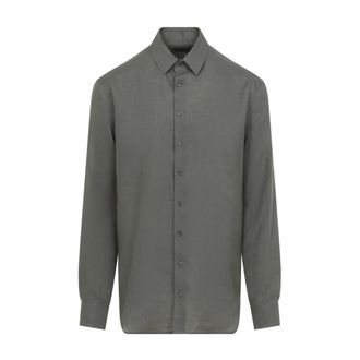 Giorgio Armani Homme, Chemises, Gris, Taille: 3XL Chemise en lin coupe droite