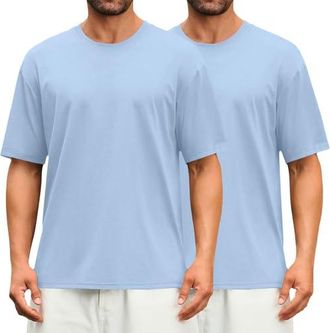 Generic T-shirt uni pour homme 2026 nouveau t-shirt d&eacute;t&eacute; d&eacute;contract&eacute; col rond manches courtes t-shirt classique basique 2 pi&egrave;ces pour int&eacute;rieur et ext&eacute;rieur, 