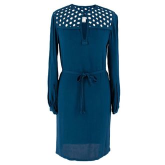 Diane Von F&uuml;rstenberg Blue Net Trim Dress Size XXS