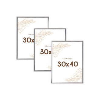 Wackadoo Bilderrahmen 30x40 Silber 3er Set Fotowand Fotorahmen aus leichtem Kunststoff mit Glas Picture frame Poster