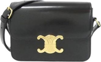 Celine Pre-owned Teen Triomphe Calf Shoulder Bag - Femme - Pre-owned - Noir - Taille: ONE Size