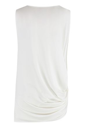 Jacquemus Womens Square-Neck Side Cut-Out Top White Viscose Blouses Shirt