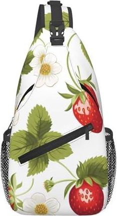 Generic Sacoche Port&eacute; &eacute;paule Fleur Fraise Fruit Fleur L&eacute;ger Sac Bandouli&egrave;re Durable Sac DEpaule pour Homme Femme Randonn&eacute;e