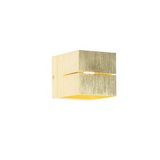 QAZQA Modern Smarte Wandleuchte Gold I Messing 9,7 cm inkl. Wifi G9 - Transfer Dimmer I Dimmbar I Wohnzimmer I Schlafzimmer I Up I Down - Aluminium Quadrati