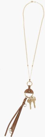 Chlo&eacute; Gold-Tone Metal Necklace with Leather Details size Unica