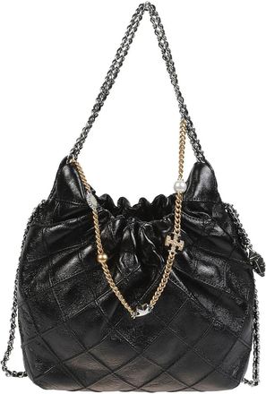 Tory Burch Tory Burch Crossbody Bags - Fleming Distressed Mini Hobo Bag Black - Gr. unisize - in Schwarz - f&uuml;r Damen