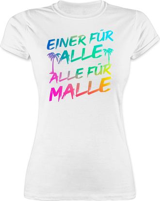 Shirtracer Shirt Damen - Urlaub - Einer f&uuml;r alle Alle f&uuml;r Malle I Mallorca Party I Malle f&uuml;r alle - XXL - Wei&szlig; - Mallorca-t-Shirt t Reise Tshirt Outfit t-Shirt s