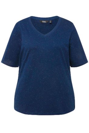 Ulla Popken Damen T-Shirts, Dunkelblau, 62-64