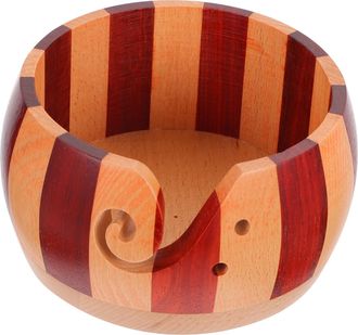 Frcolor Holzschale Garnschale Runde Glatte Wollschale aus Naturholz mit Garnf&uuml;hrung f&uuml;r Stricken H&auml;keln Polierte Oberfl&auml;che Verhedderungsfrei Geschenkidee f&uuml;r