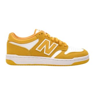 New Balance Homme, Chaussures, Jaune, Taille: 42 1/2 EU Chaussures en Cuir avec Inserts en Daim