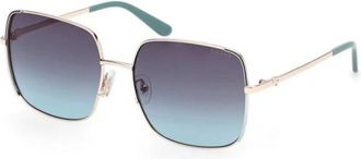 Guess Femme, Accessoires, Jaune, Taille: 58 MM Lunettes de soleil carr&eacute;es oversize en m&eacute;tal