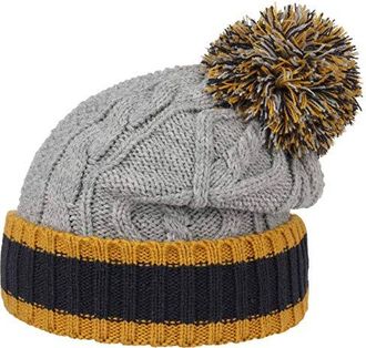 LIPODO Bonnet à Pompon Tricolour Femme/Homme - Revers pour lhiver Beanie avec Revers, Doublure Hiver Automne-Hiver - Taille Unique Gris