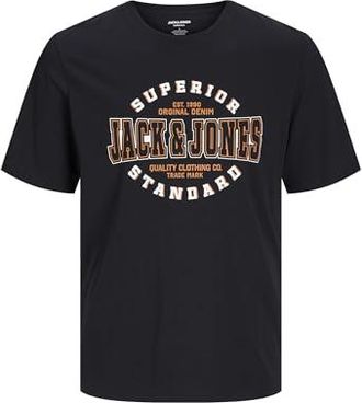 Jack & Jones Jack & Jones Homme Jjelogo Tee O-Neck 2 Col 23/24 Pls T-Shirts pour, Noir - Blanc - Orange, 5XL EU