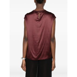 Brunello Cucinelli Silk Satin T-Shirt - Red