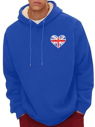 Generic Sweat à capuche moelleux pour homme - Printemps et automne - Sweat-shirt en velours et épais - Impression 2D personnalisée - Drapeau national rétro te