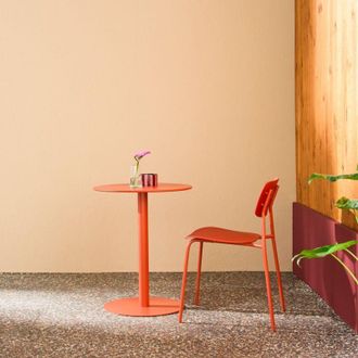 Sweeek Table de jardin bistrot ronde acier 2 places terracotta - &Oslash;60cm - Orea