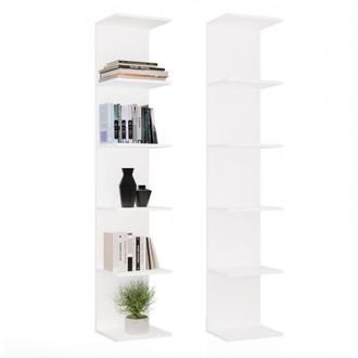 Topeshop SIXP - &Eacute;tag&egrave;re 180cm 6 rayons pour livres et classeurs bureau / salon - Blanc