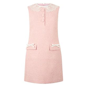 Self Portrait Boucl&eacute;-Kleid mit Spitzenkragen - - Dresses - Damen - Rosa - XS