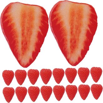 Cabilock 20 Stück Künstliche Früchte Zur Dekoration Lebensechte Erdbeer Motive Foto Requisiten Künstliche Erdbeerscheiben Dekorative Kunststoff Erdbeeren