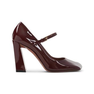Amina Muaddi Hohe Schuhe - Wine Red Patent Leather Charlotte Mary Jane 45 Pum - Gr. 36 (EU) - in Schwarz - f&uuml;r Damen