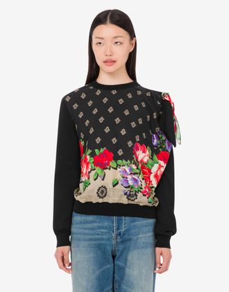 Moschino Pull imprim&eacute; en pur coton et soie m&eacute;lang&eacute;s - Noir