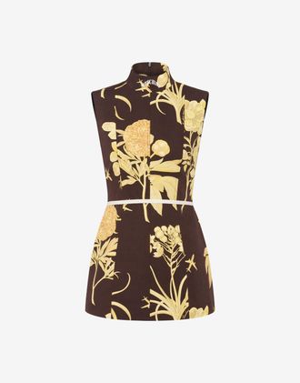 Moschino Robe en popeline de coton imprimée - Marron