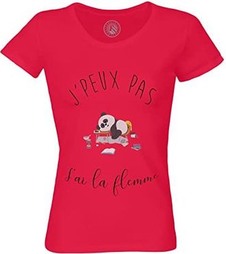 Fabulous T-Shirt Femme Col Rond JPeux Pas JAi La Flemme Humour Dessin Panda Avachi sur Bureau Animaux