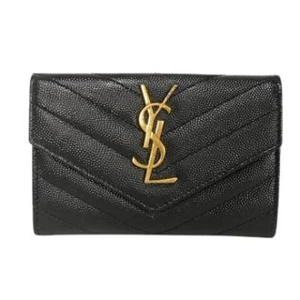 Saint Laurent Pre-owned Monogram Grained Poudre Gepr&auml;gte Leder Geldb&ouml;rse - - Pre-owned - Damen - Schwarzk - ONE SIZE