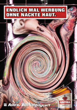 Astra Bier Werbung/Reklame Plakat DIN A1 59,4 x 84,1cm Endlich mal Werbung ohne nackte Haut, kultiges Poster aus St. Pauli