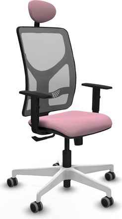 Piqueras y Crespo Rosa Schreibtischstuhl mit 1D-Armen, h&ouml;henverstellbare Lendenwirbelst&uuml;tze und festes Kopfteil, ausgestattet mit 3 Positionen und Schneidschaum, Grau/R