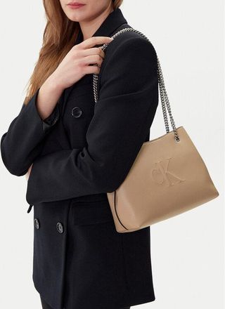 Calvin Klein Jeans Handtasche Sculpted Chain Shoulder Bag LV04K3163G Beige