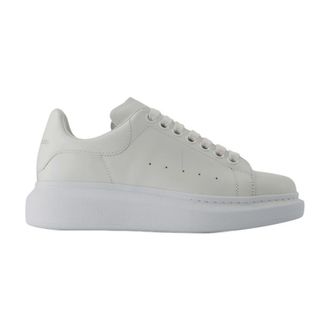 Alexander McQueen Womens Oversize Leather Sneaker White Calfskin