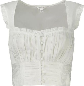 Guess Femme, Blouses et Chemises, Blanc, Taille: 36 FR V&ecirc;tements