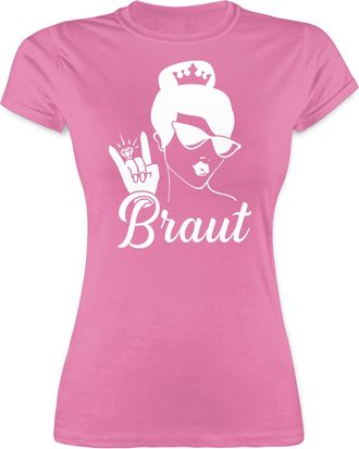 Shirtracer Shirt Damen - Braut mit Ring I JGA Geschenk Junggesellinnenabschied I Junggesellenabschied Frauen I - XXL - Rosa - Tshirt t-Shirt jungesellinnenabschi