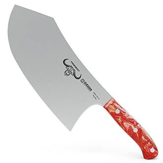 GIESSER seit 1776 - Made in Germany - Hackbeil 22 cm Red Diamond, PremiumCut Butcher No 1, Hackmesser, Acryl, rot, rostfrei, deutsches Grillmesser scharf