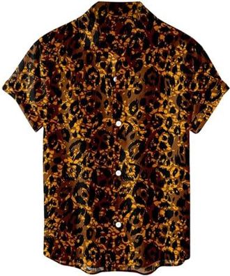 Generic Chemise hawa&iuml;enne d&eacute;contract&eacute;e pour homme &agrave; manches courtes boutonn&eacute;e d&eacute;t&eacute; tropicale coupe ample palmier hawa&iuml;en f&ecirc;te amusante &agrave; revers cara&iuml;bes plage