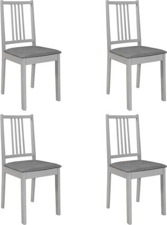 vidaXL Vidaxl - Chaises &agrave; manger avec coussins lot de 4 gris bois solide