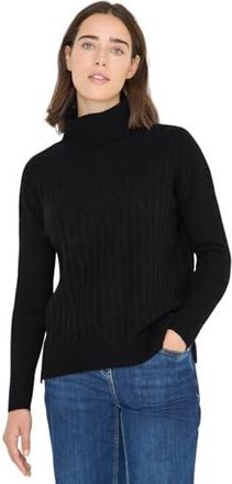 Cecil 3015697 Pull à col roulé Structure, Noir, XXL Femme