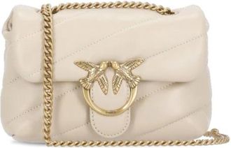 Pinko Pinko, Femme, Sacs, Beige, Taille: ONE Size Sac &agrave; Bandouli&egrave;re en Cuir Matelass&eacute; Love Birds