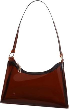 SOLUSTRE Sac Main Femme Bandoulière Jelly Bag Transparent PVC Sac Aisselle Caramel Mode