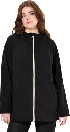 Ulla Popken Damen große Größen Übergrößen Plus Size HYPRAR Softshelljacke, wasserabweisend, Reißverschluss, Kapuze schwarz 50+ 829341111-50+