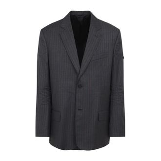 Balenciaga Pinstripe Wool Blazer - - Jackets - Herren - Grau - M